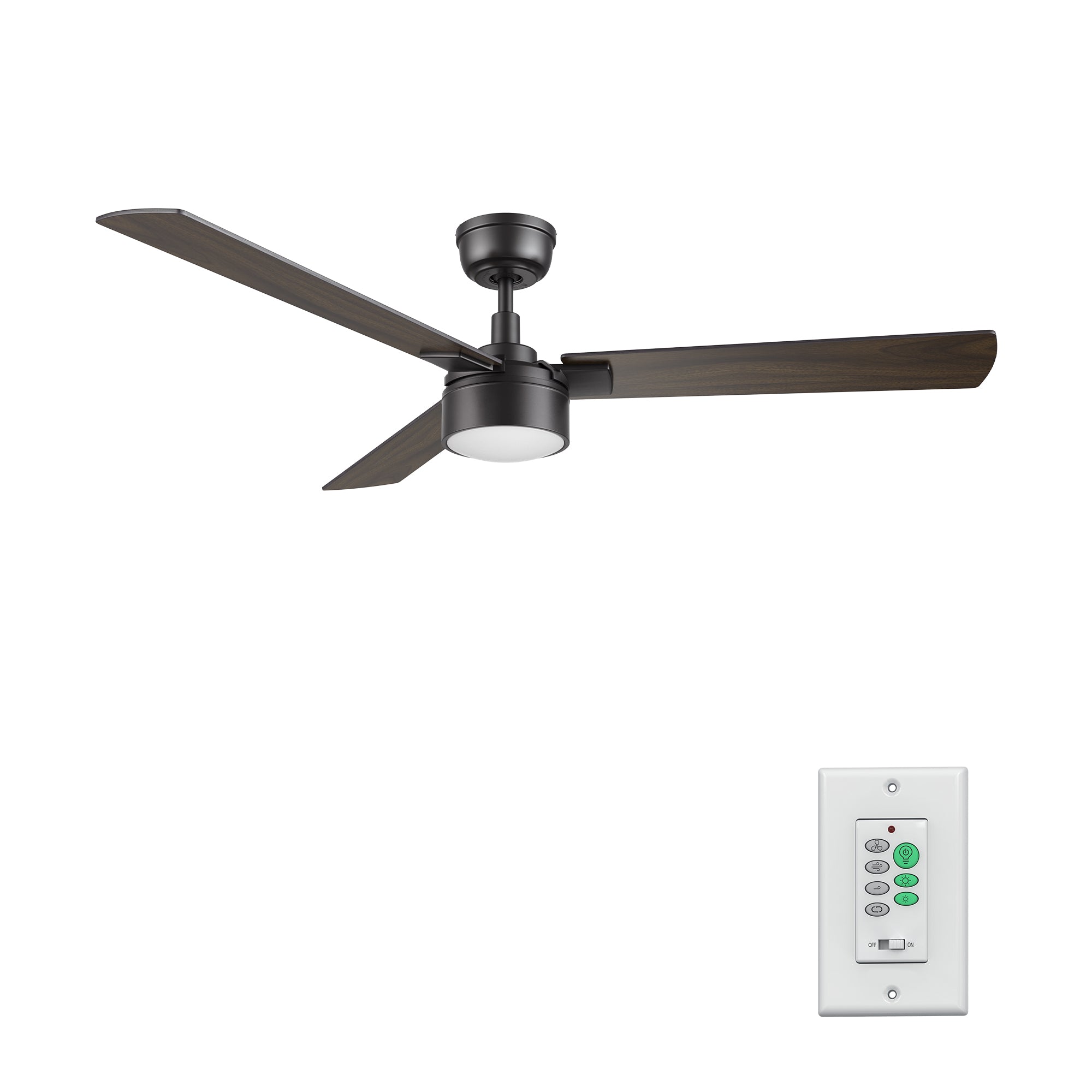 STOCKTON 52 inch 3-Blade Ceiling Fan with LED Light & Wall Control ...