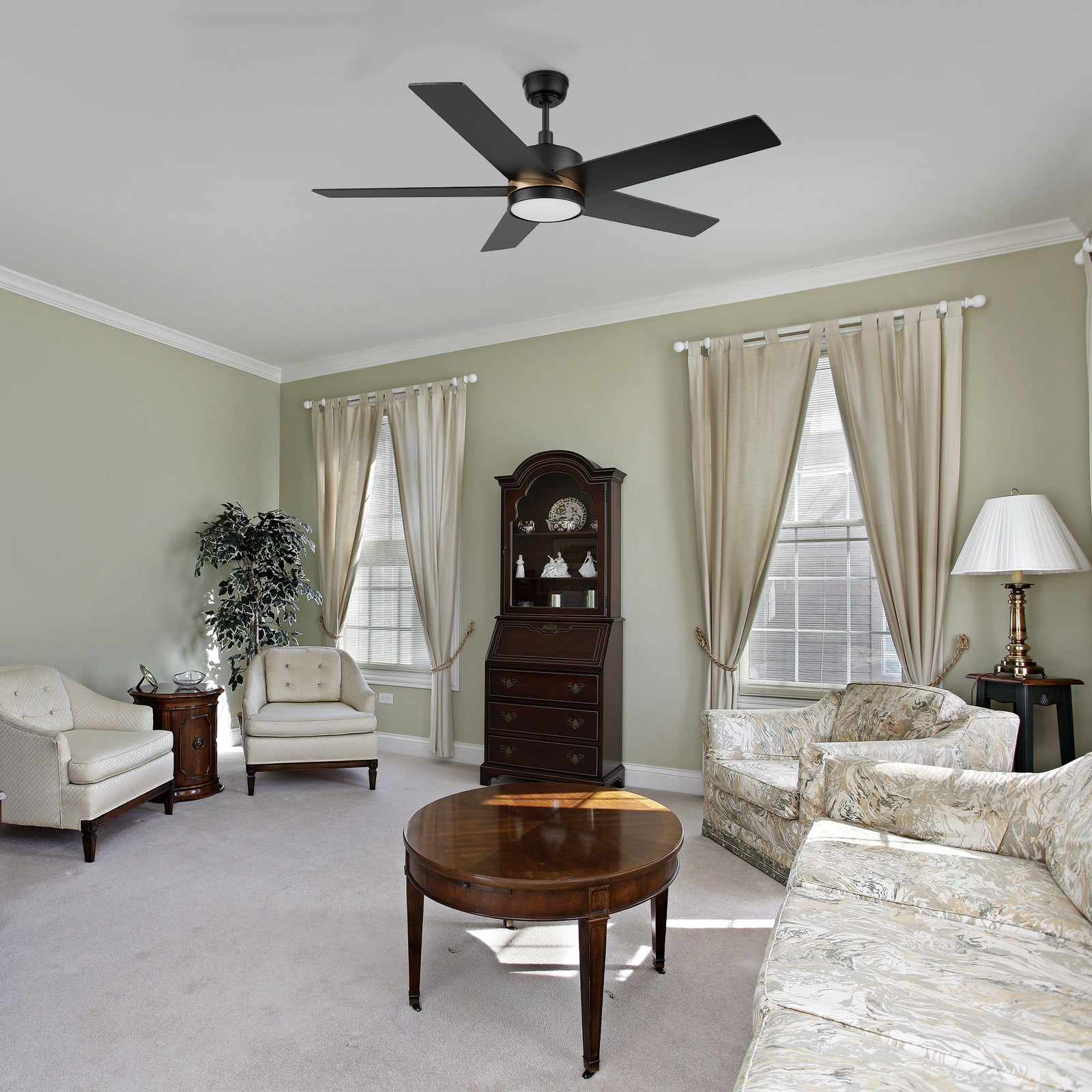 Ledger 52 inch 5-Blade Smart Ceiling Fan with LED Light & Remote Contr